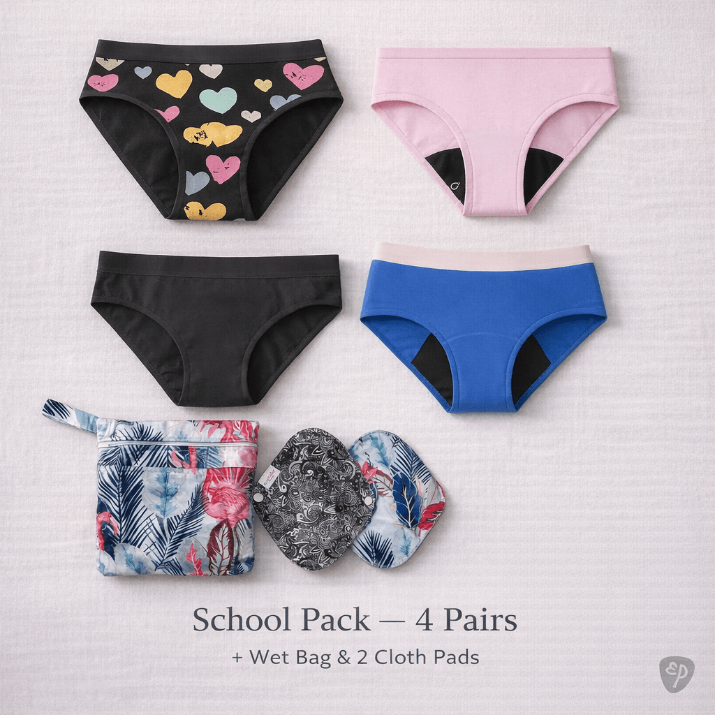 Teen School Confidence Pack | 4 Pairs + Pads + Wet Bag – Eco Period ...